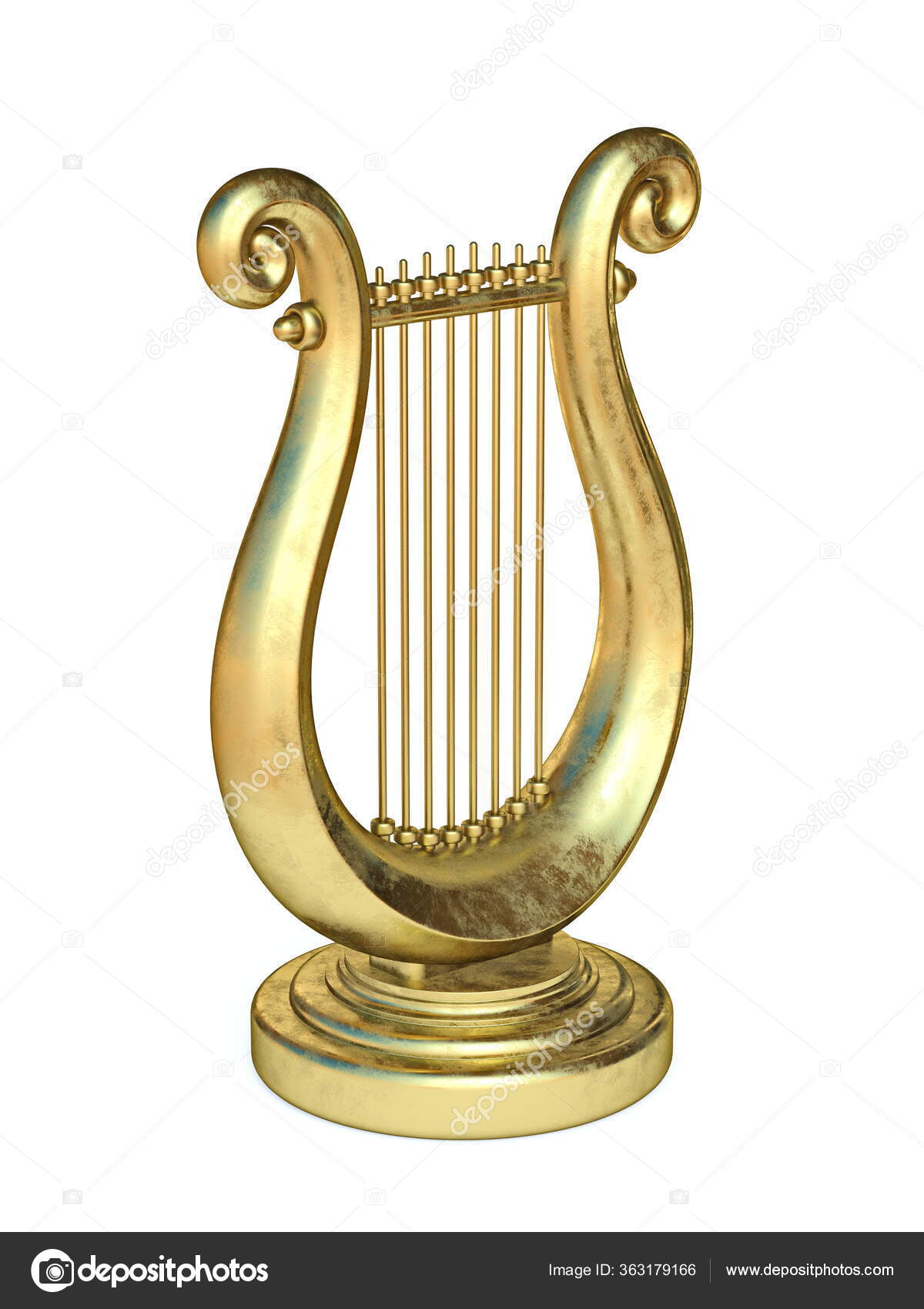 Golden Lyre Render Illustration Isolated White Background Stock Photo ...