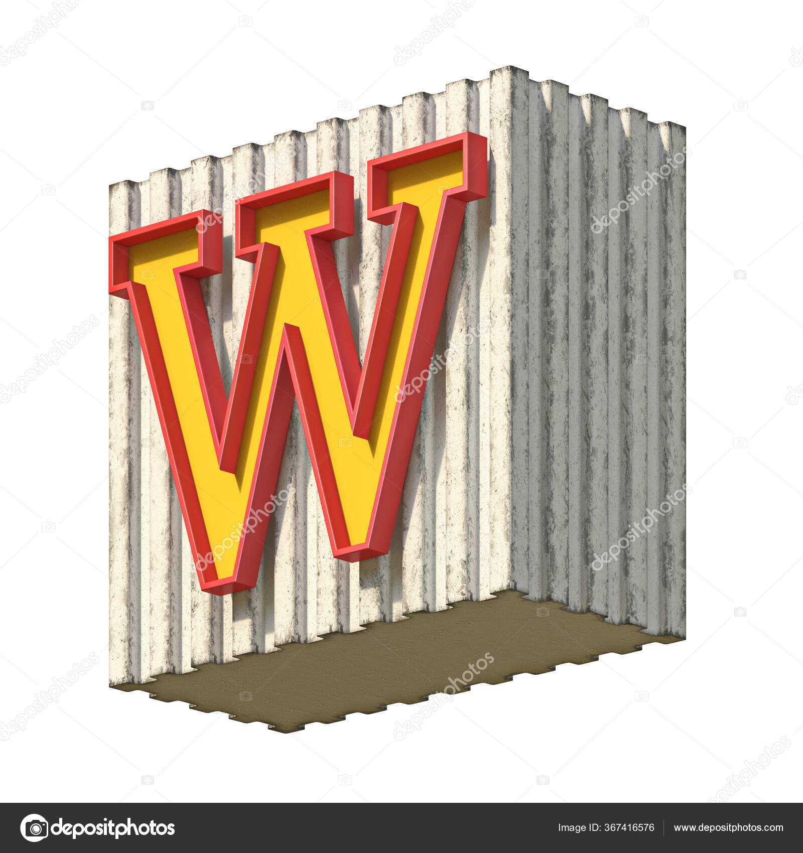 Vintage Concrete Red Yellow Font Letter Render Illustration Isolated ...