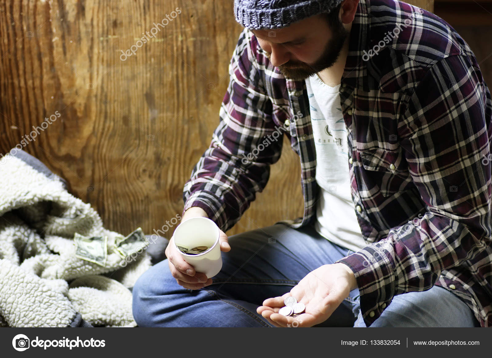 Homeless man ask help — Stock Photo © alexkich #133832054