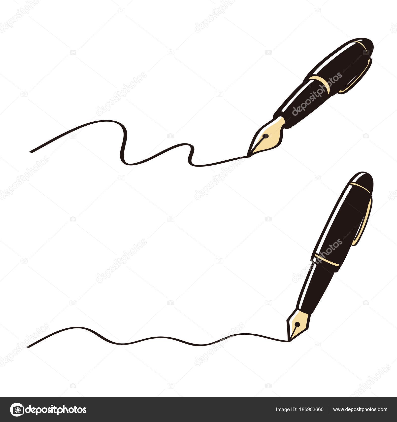 Hand-drawn fountain pen illustration Stock Vector by ©MichikoDesign ...