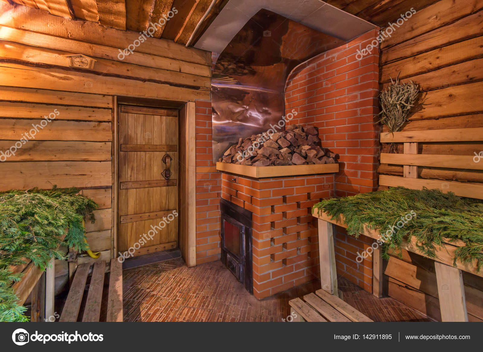 Rustic wood-burning sauna room with traditional sauna accessories Stock ... Rustic wood-burning sauna room with traditional sauna accessories Stock ...