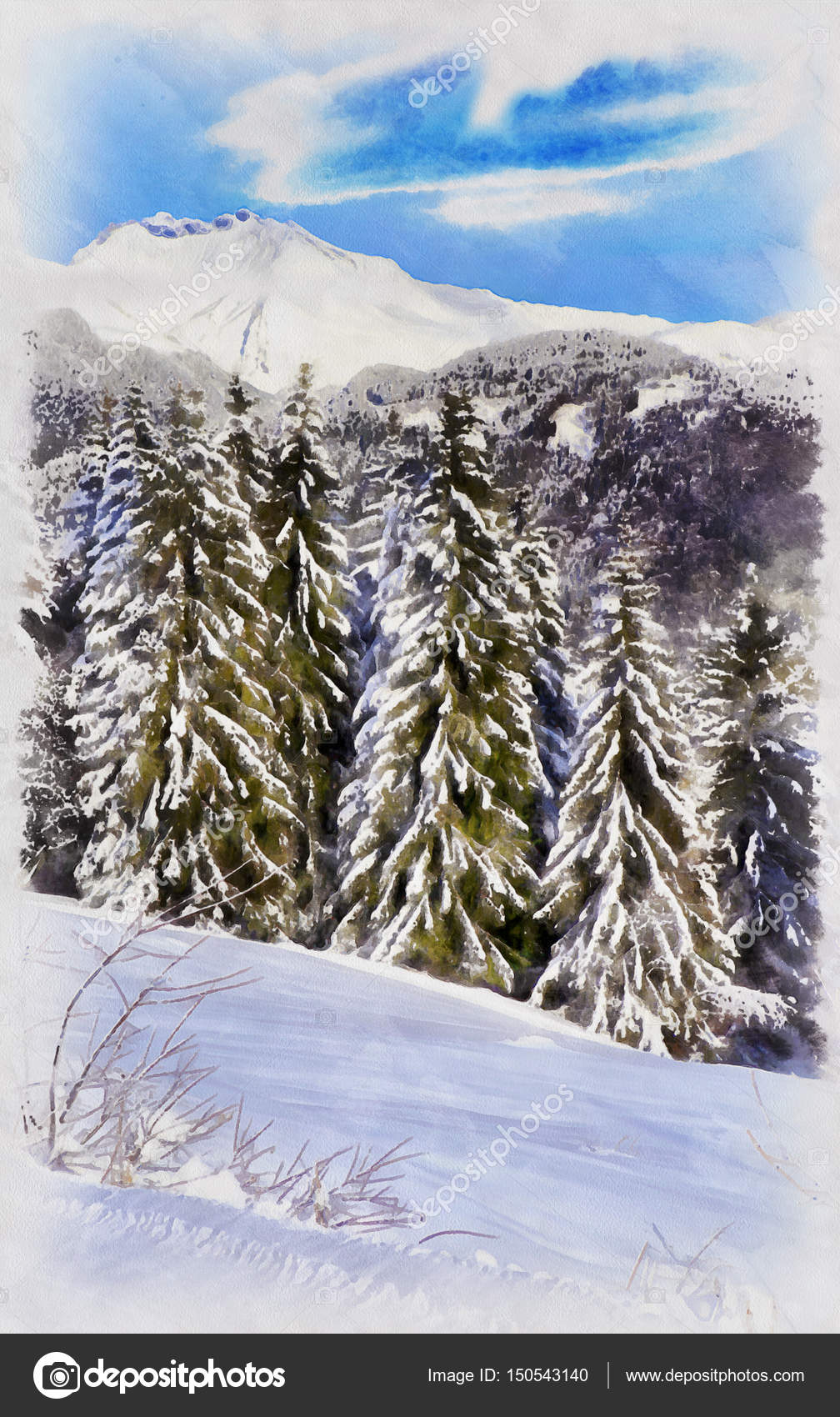 Disegni Di Paesaggi Innevati Colorati - Disegni HD