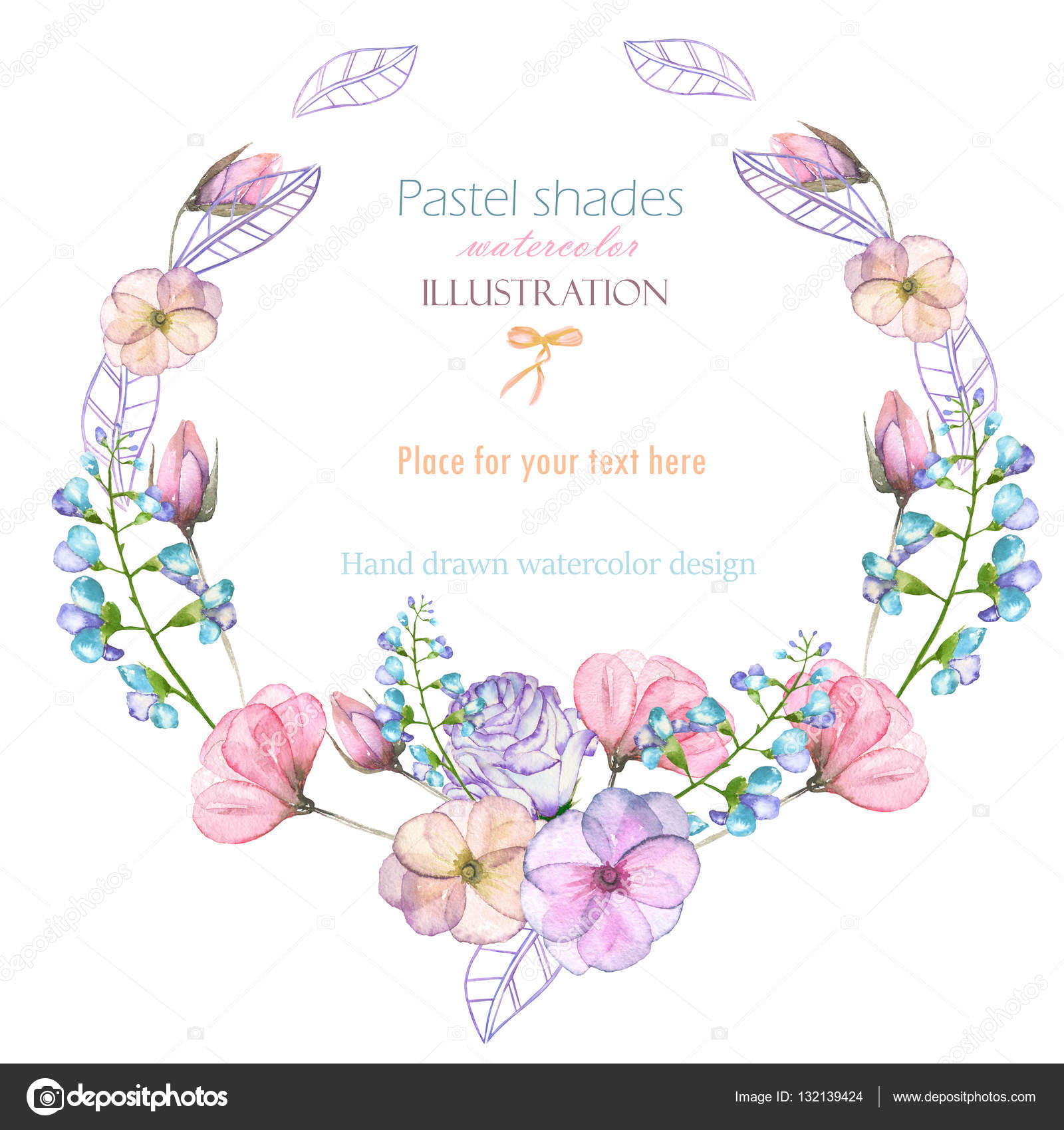 Illustration de Cadre rond, bordure, couronne de fleurs et feuilles ...