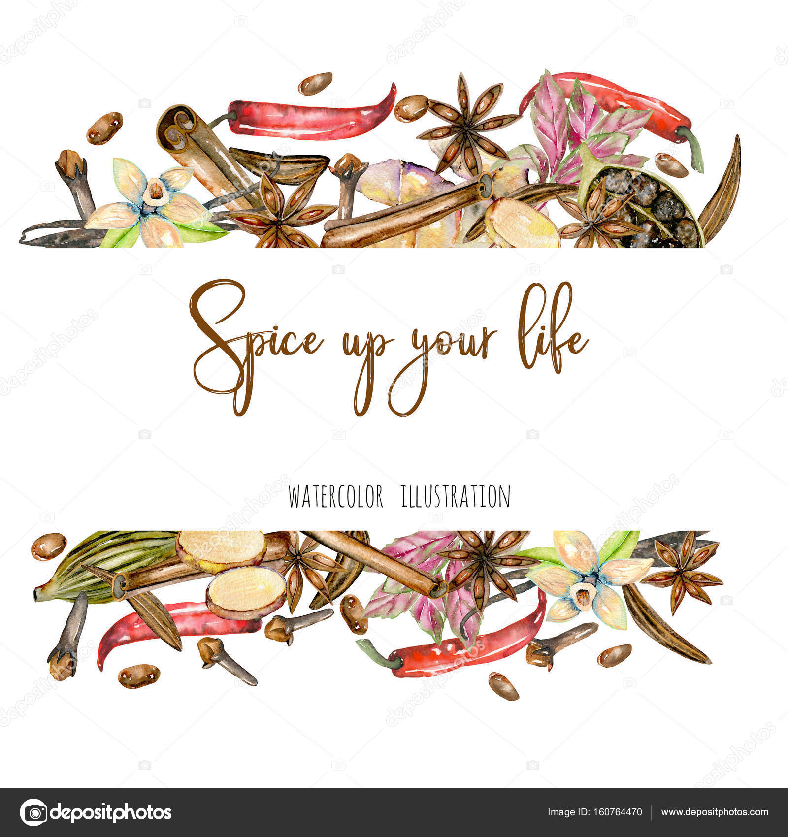 Frame from watercolor spices Stock Illustration by ©NastyaSklyarova ...