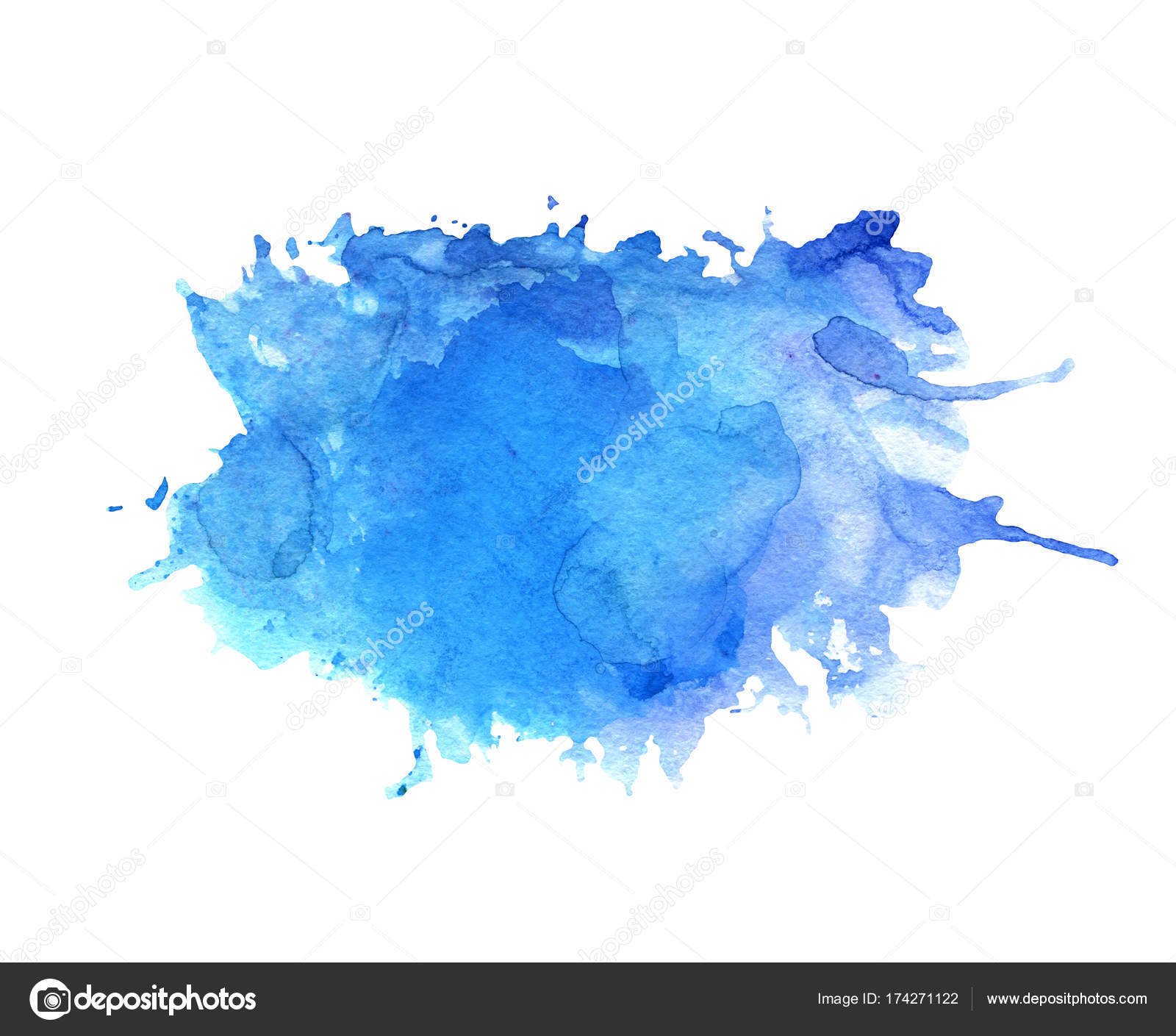 Mancha azul acuarela con manchas Ilustración de archivo de ...