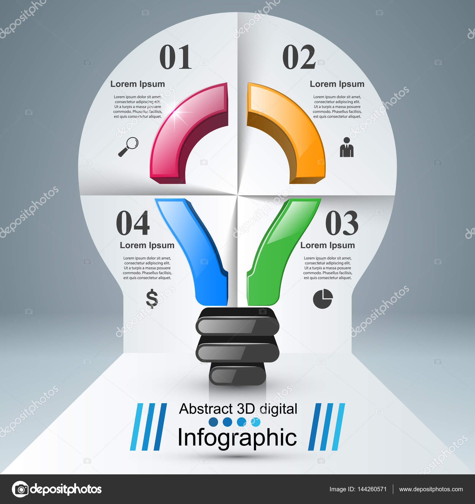 Infographic design. Bulb, Light icon. Stock Vector by ©rwgusev #144260571