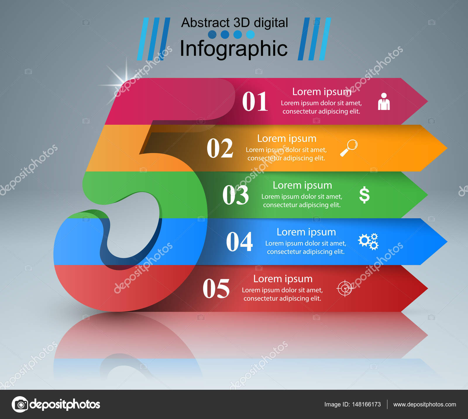Five Infographics origami style Vector illustration. Stock Vector Image ...