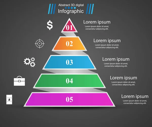 Pyramid Shaped Modern Timeline Infographic Template Divided Five Parts ...
