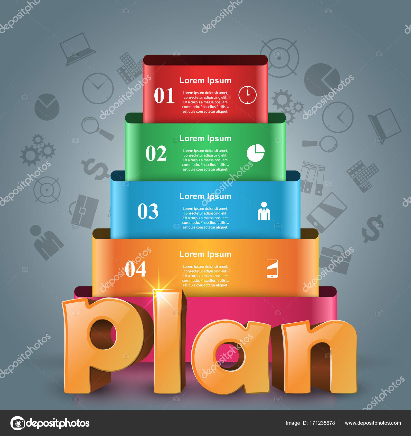Plan 3d business infographics. Stock Vector by ©rwgusev 171235678