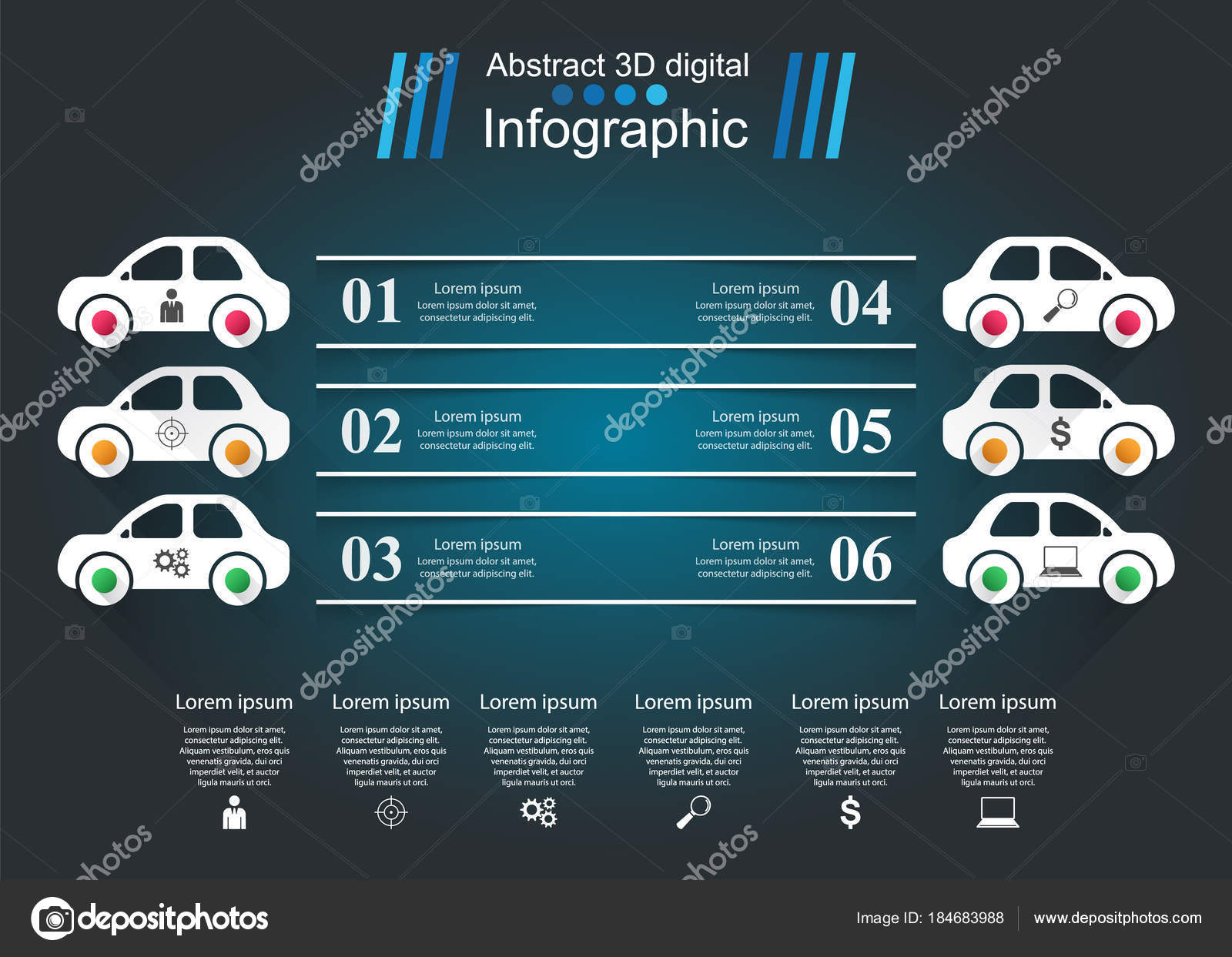 Road infographic design template and marketing icons. Car icon. Stock ...