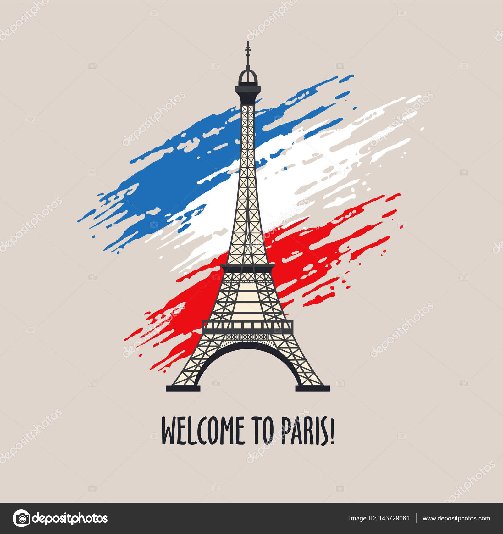 Welcome to Paris! Vector illustration. Eiffel tower. The Symbol Of ...