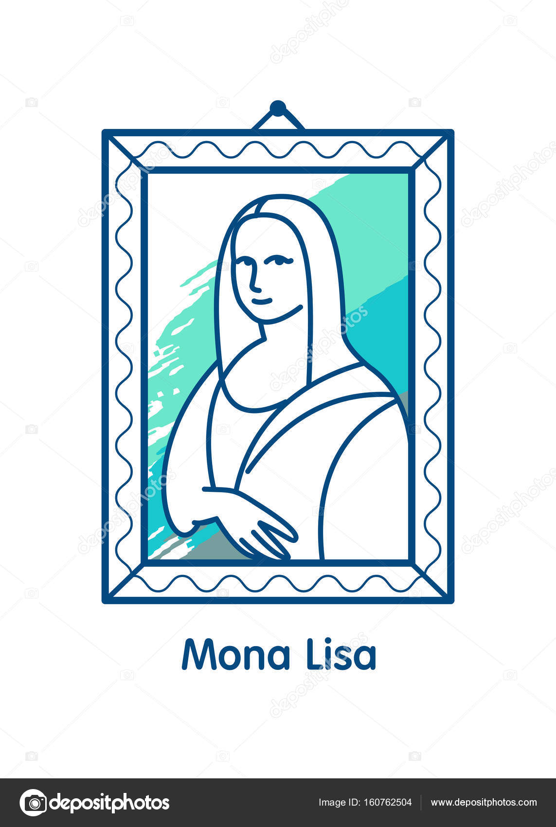 Vector icon, the Mona Lisa, a work of art. Isolated linear illustration ...