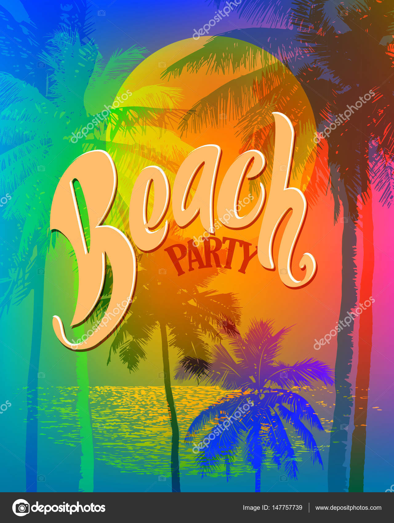 Beach Party Poster — Stock Vector © Yulianas 147757739