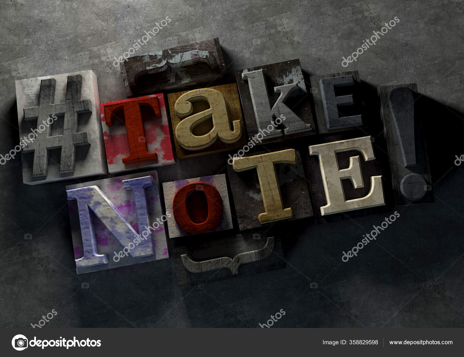 Illustration Grunge Wooden Typography Blocks Coronvirus Message Take ...