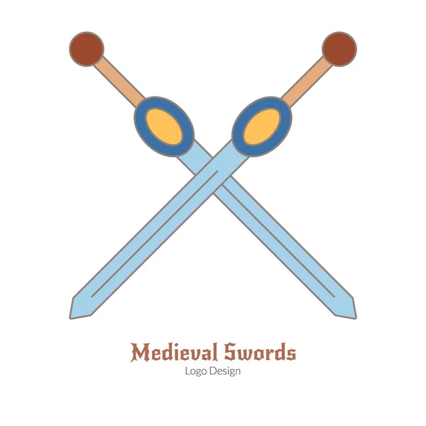 Medieval logo emblem template with outline icon — Stock Vector ...