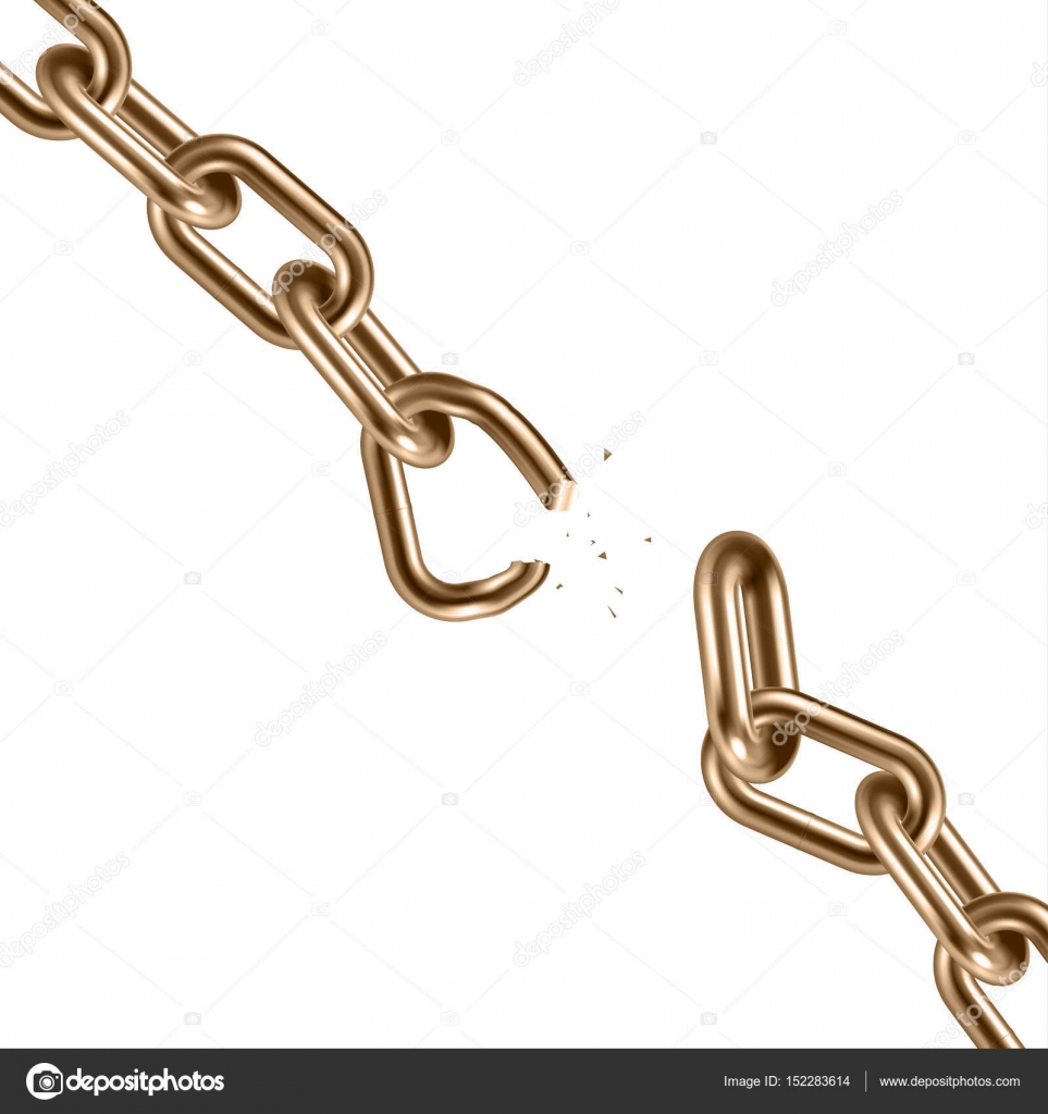 Logam rantai rusak emas 3D. Konsep kebebasan. Vector illustrati Vektor ...