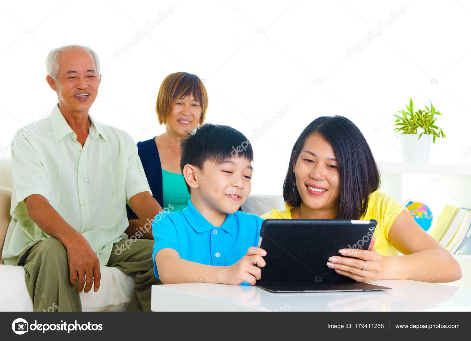 Lifestlye Asian Three Generations Family Living Room ⬇ Stock Photo ...
