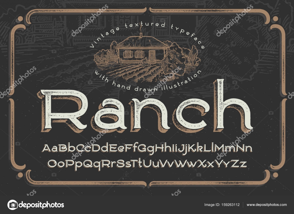 Textured font named "Ranch" — Stock Vector © Gleb_Guralnyk #159263112
