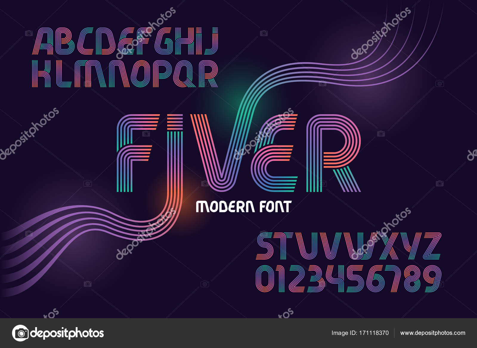 Lined font in 80s style Stock Vector Image by ©Gleb_Guralnyk #171118370