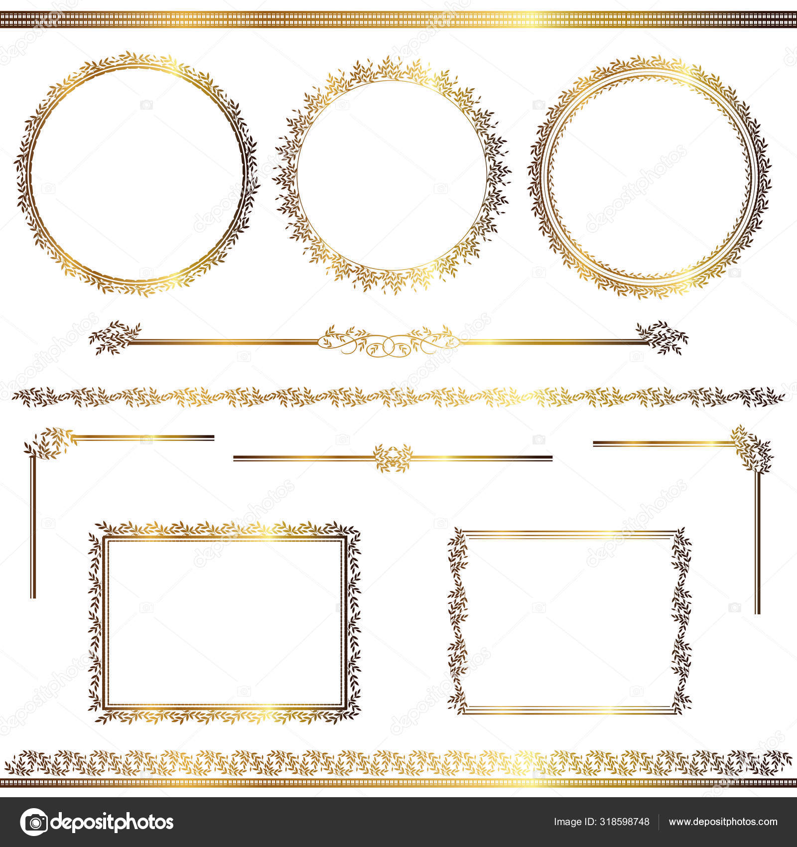 Set Golden Abstract Frames Stock Vector Image by ©MisaoN #318598748