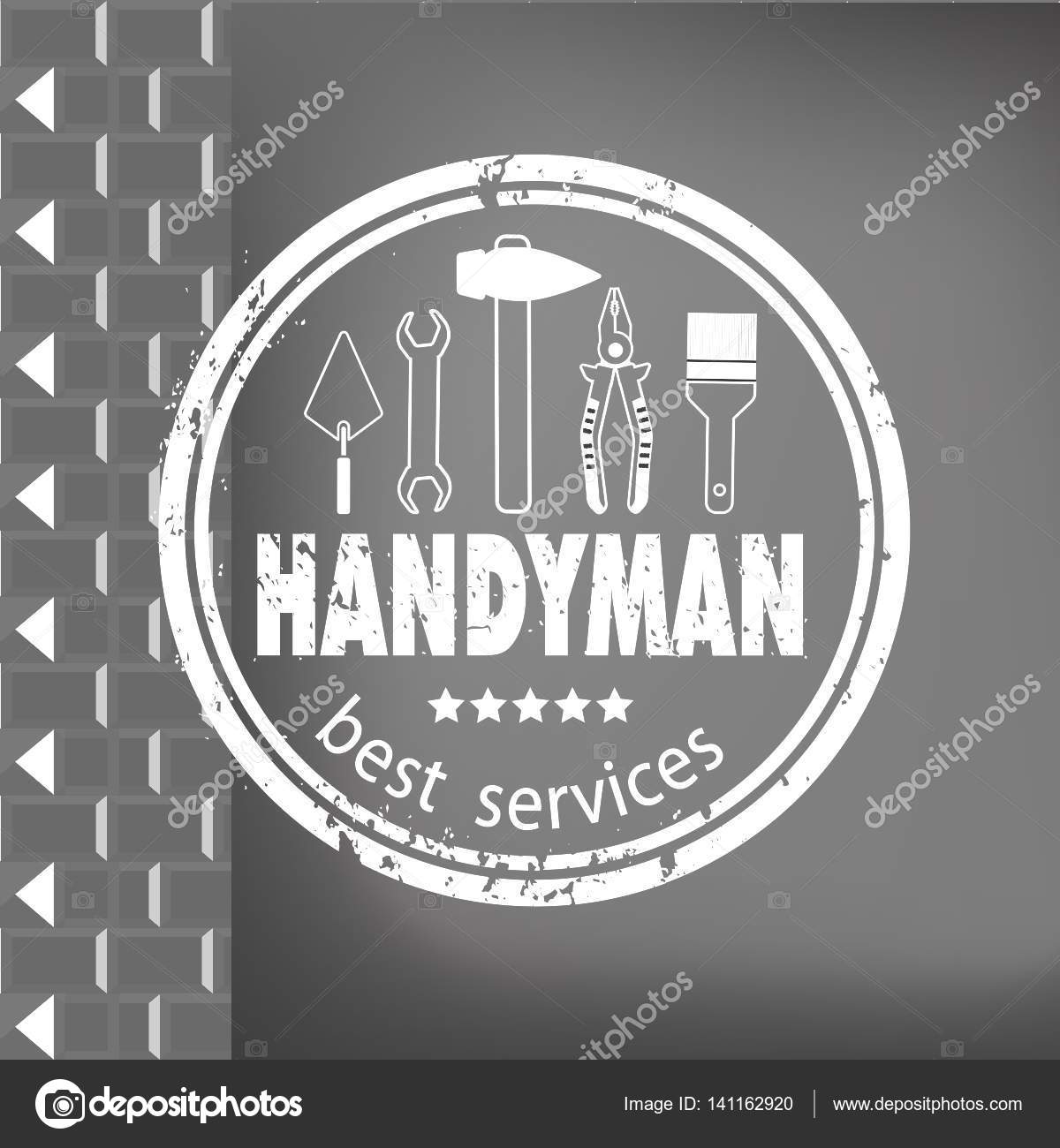 Handyman services vector design for your logo or emblem with stamp on ...