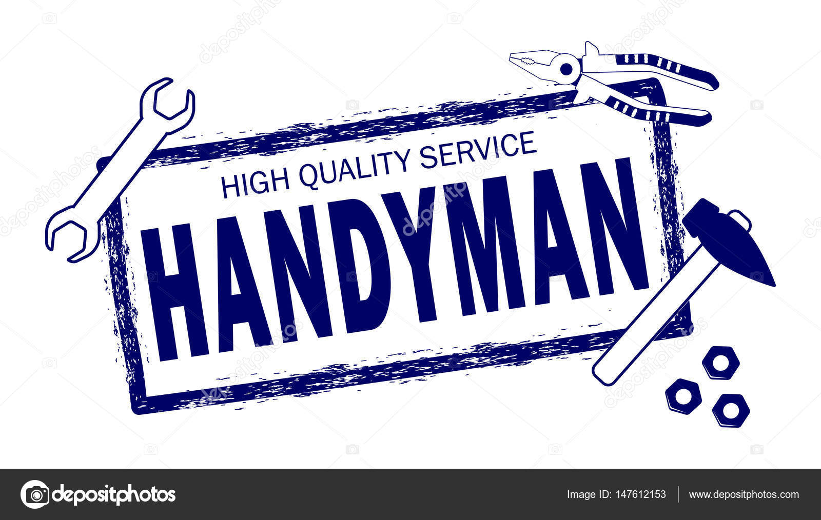 Handyman. High quality service logo. Stamp of handyman service. Set of ...