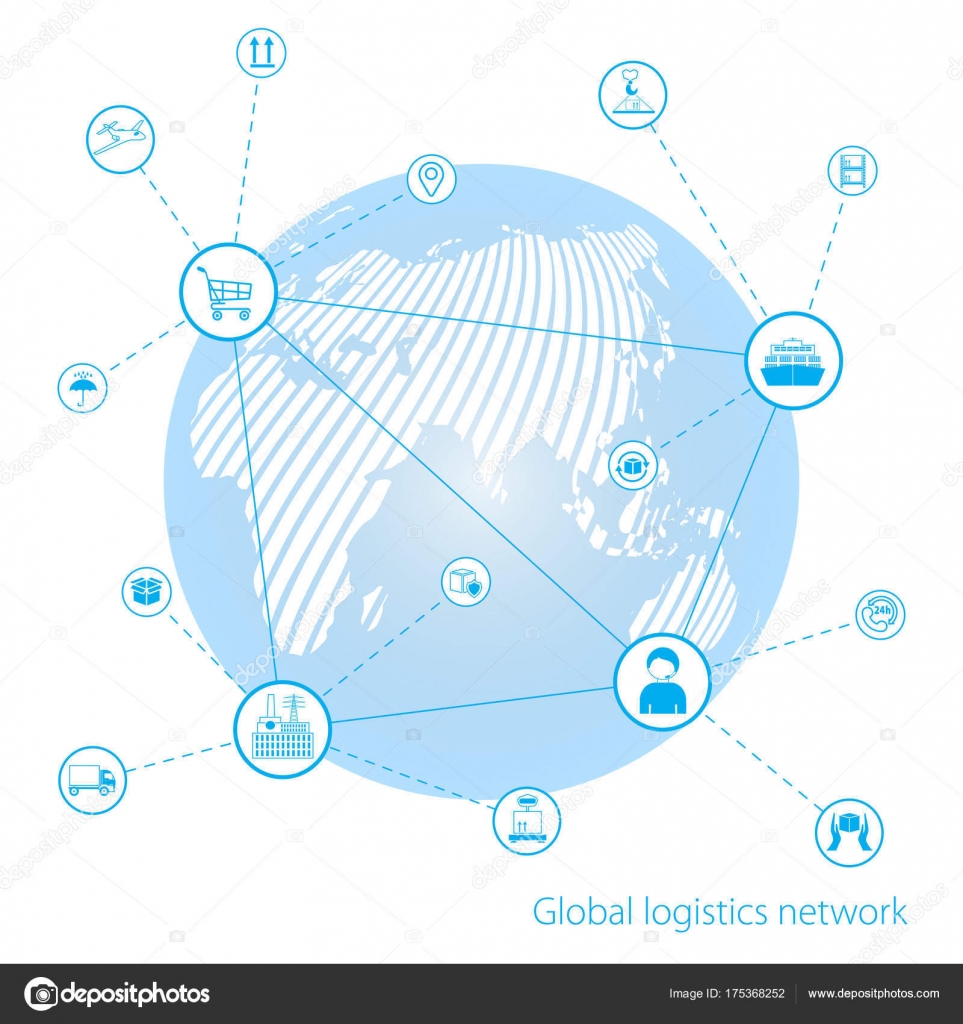 Global logistics network. Map global logistics partnership connection ...