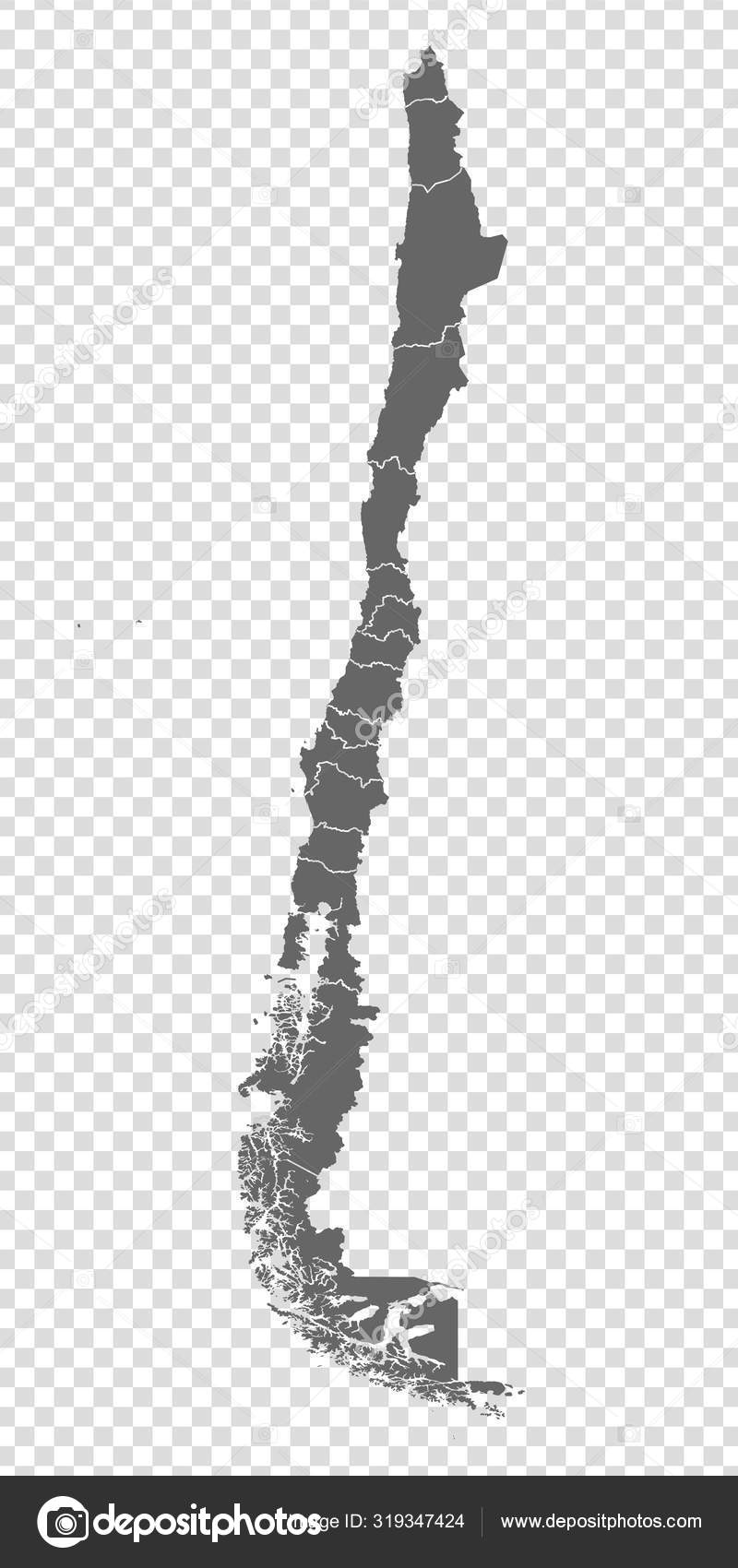 Mapa en blanco República de Chile. Mapa de alta calidad de Chile con ...