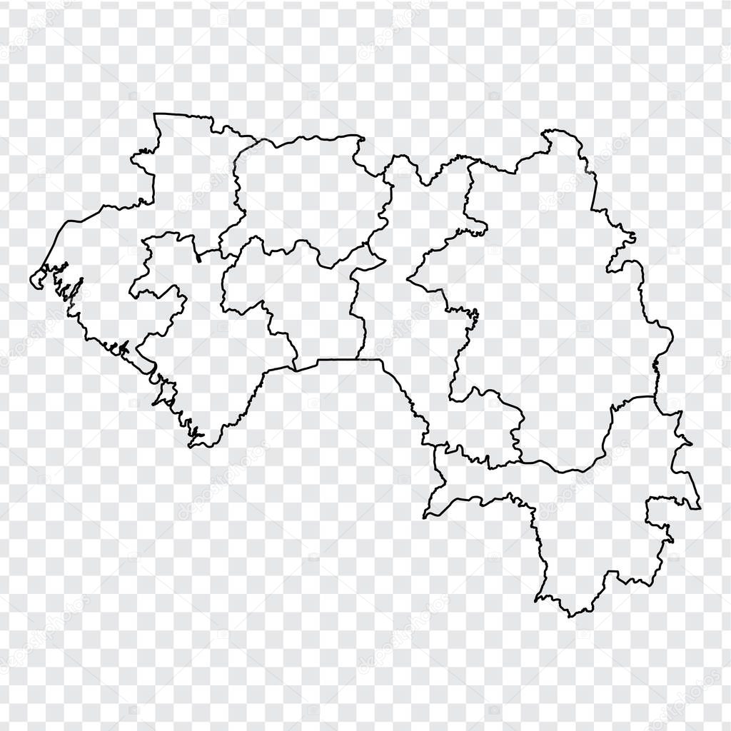 Mapa en blanco de Guinea. Mapa de alta calidad de la República de ...