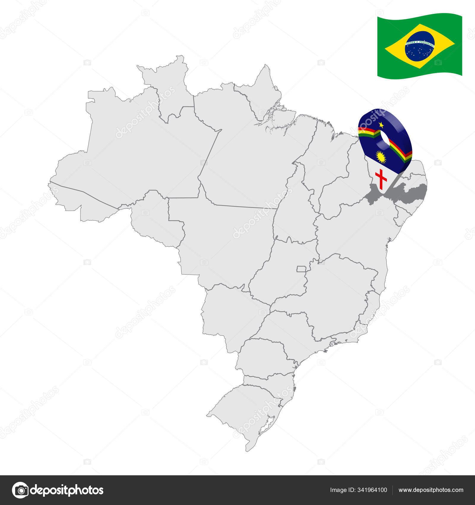 Localização de Pernambuco no mapa Brasil. 3d Pernambuco sinal de ...