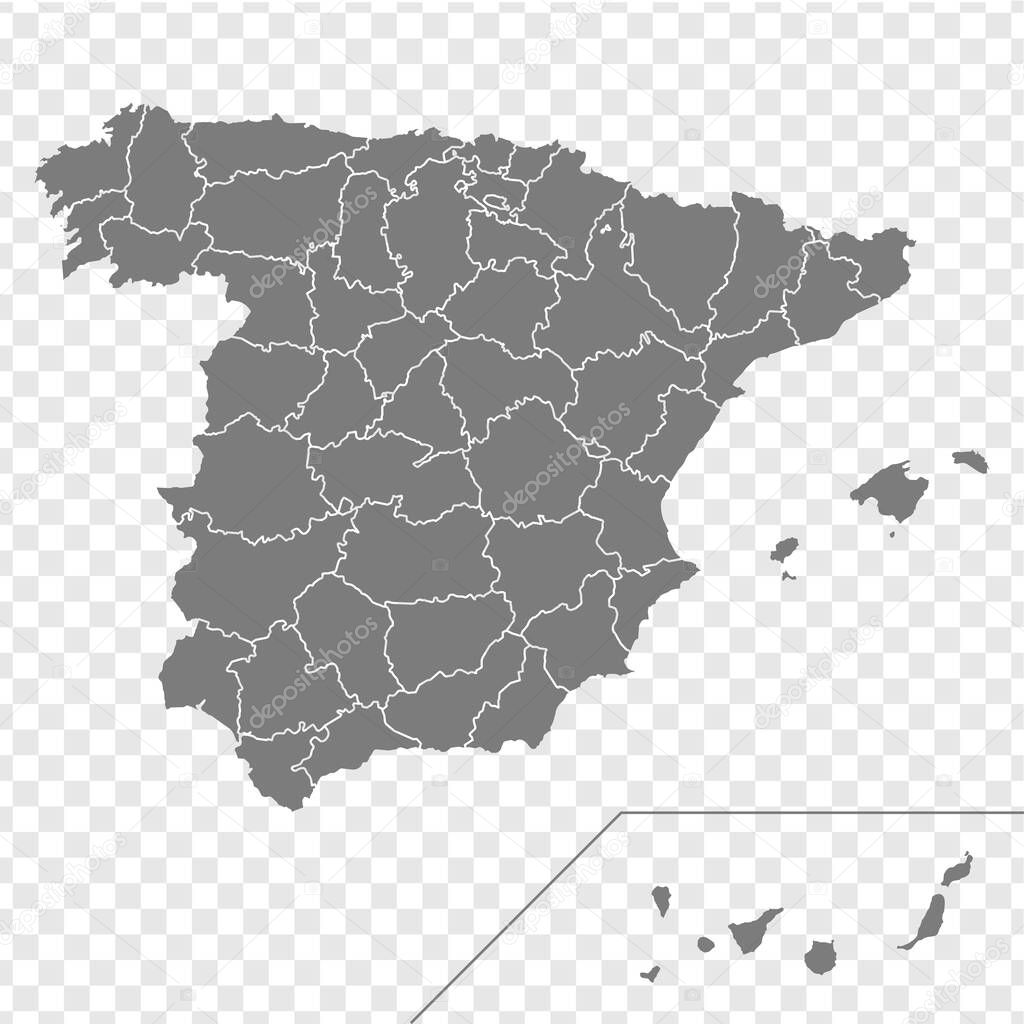 Mapa en blanco de España. Provincias de España mapa. Alto mapa ...