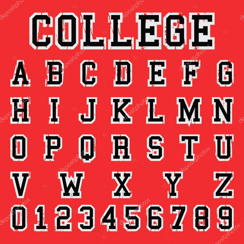 College script font | Alphabet college font template — Stock Vector ...