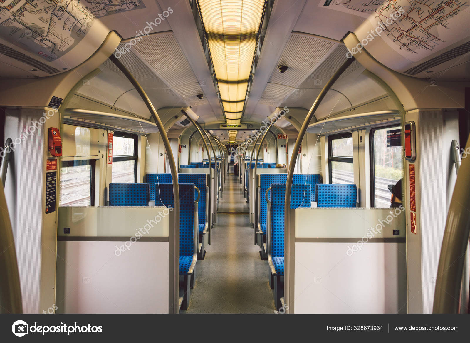 Inside The Wagon Train Germany, Dusseldorf. Empty train interior ...