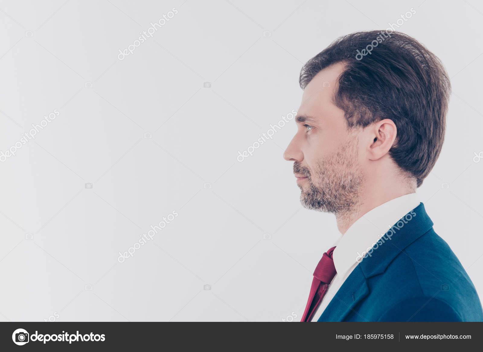 Profile side view | Profile side view half-faced portrait of serious ...