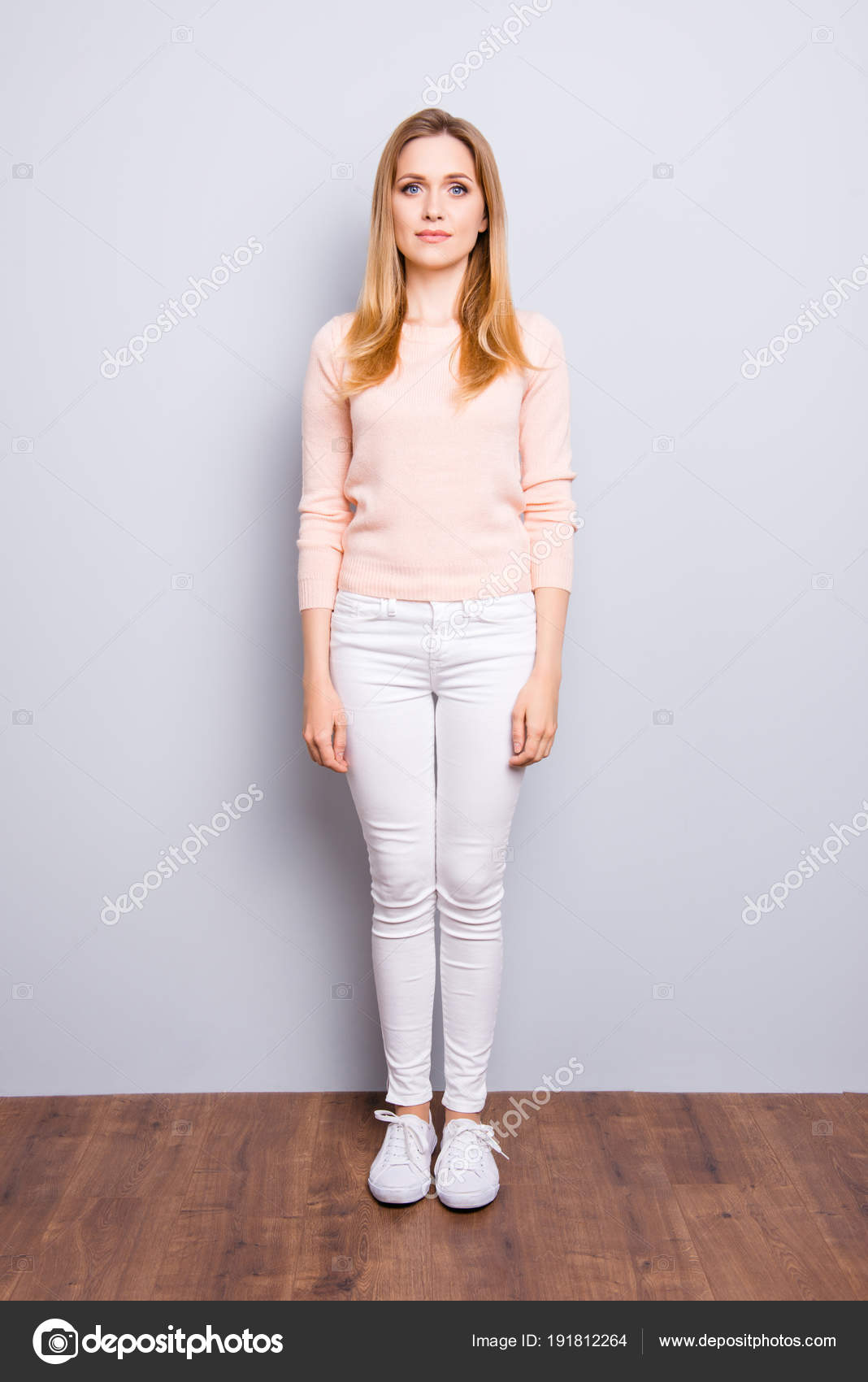 Dream people dreamy person posing concept. Vertical full-size fr ...