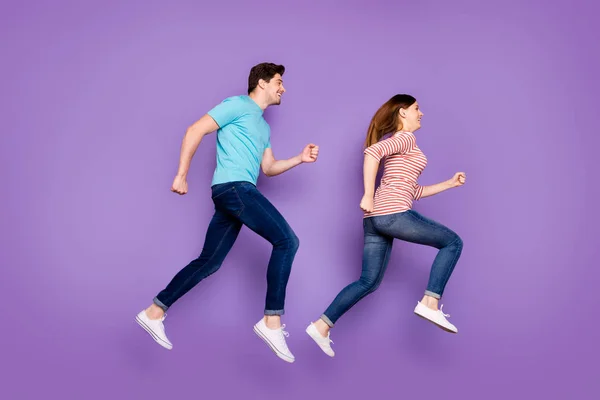 Full length body size view of nice attractive lovely funny funky ...