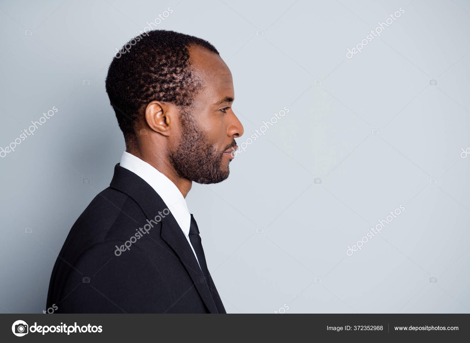 Close-up profile side view portrait of his he nice attractive imposing ...