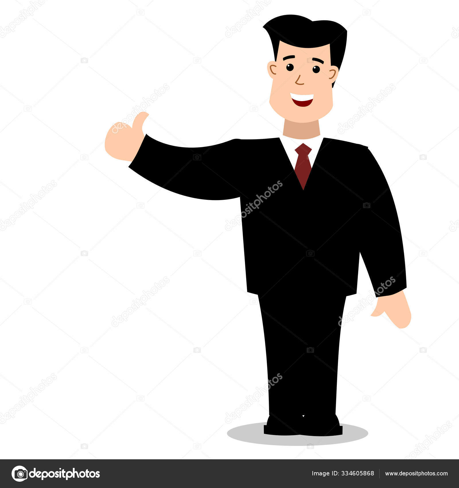 Businessman Black Suit Smiling Showing Thumb Isolated White Background