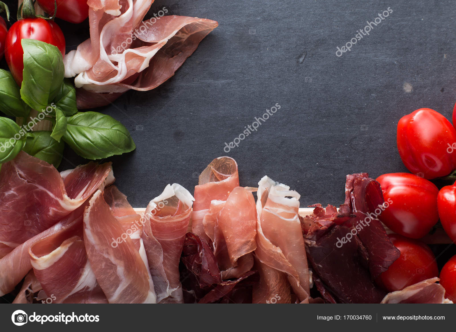 Jambon mix. Ham. Traditional Italian and Spanish salting, smoking, dry ...