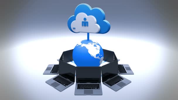 4k,Update the informative cloud,rotate earth and laptop,Cloud Computing ...