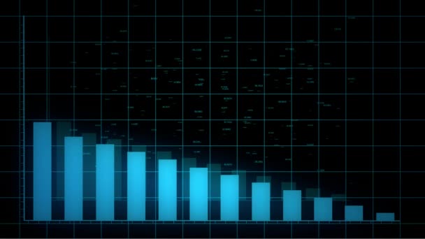4k HUD graph with rising up arrow and bar stats,Business digital trend ...