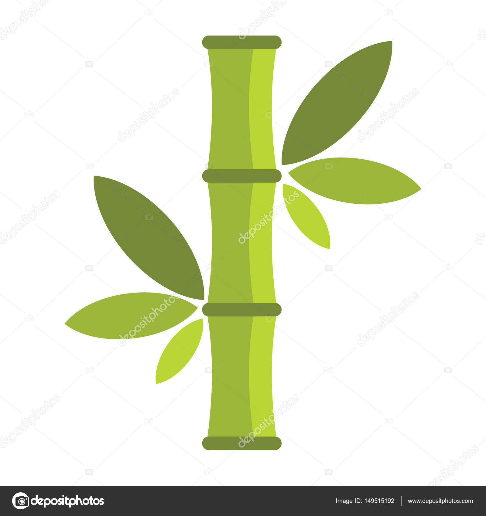 Flat cartoon green bamboo icon isolated on white background Stock ...