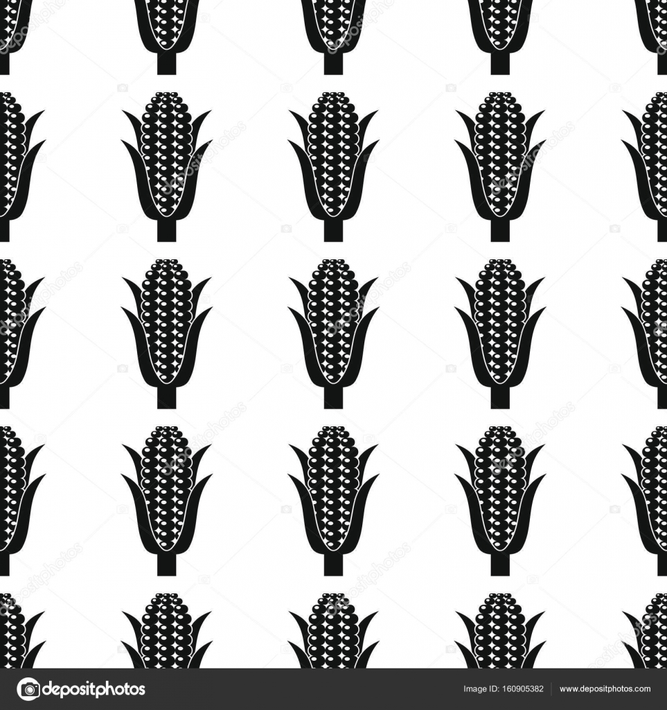 Corn black simple silhouette vector seamless pattern. Black vegetable ...