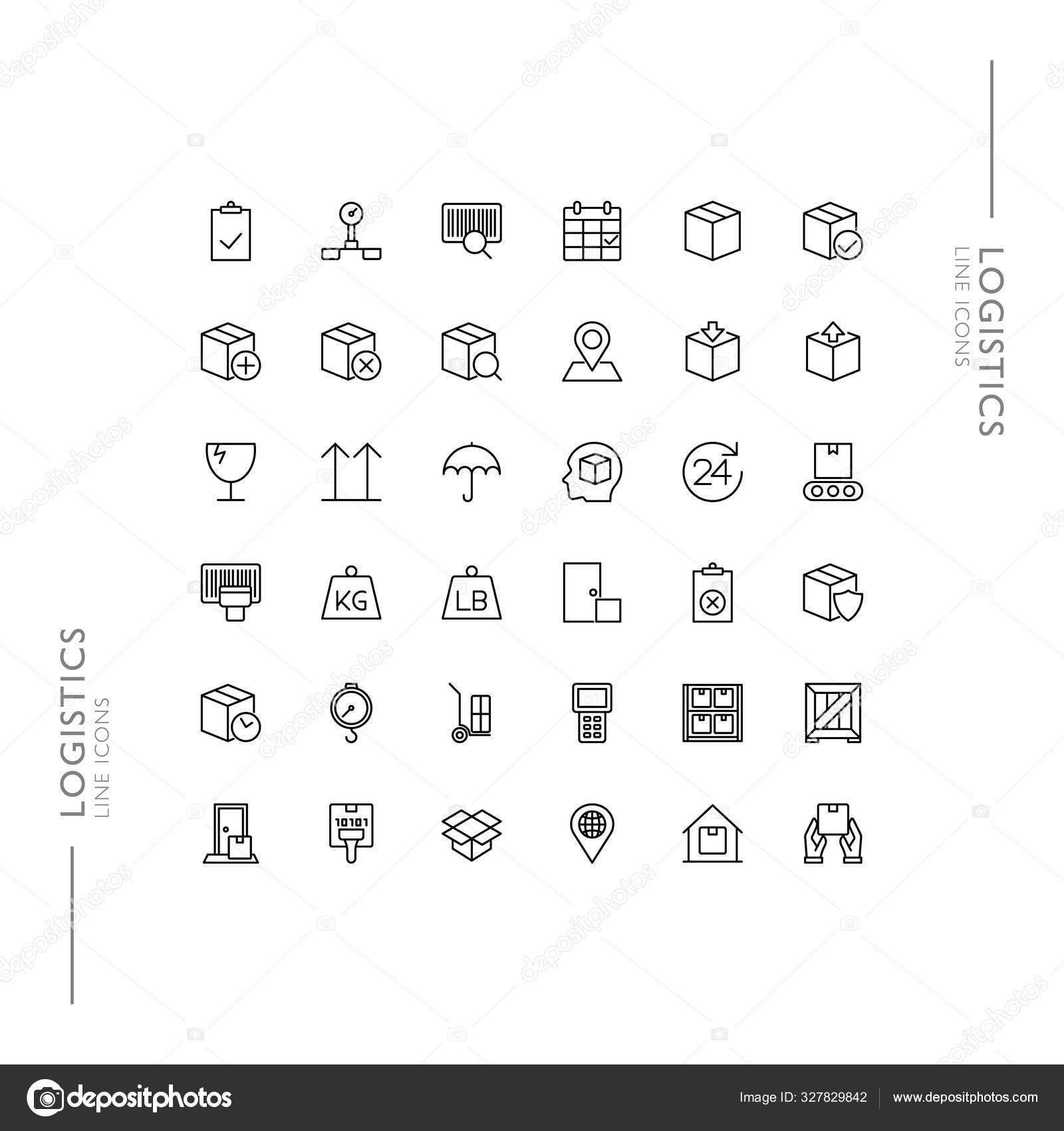 Logistics Shipping Minimalistic Slim Modern Line Icons Stock Vector ...