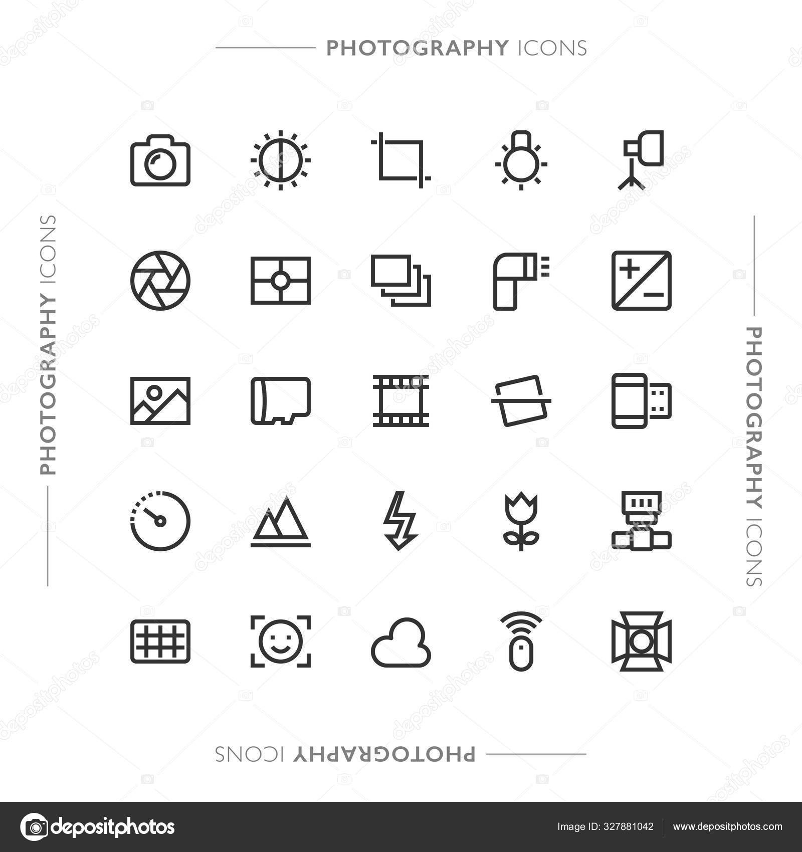 Photography Camera Minimalistic Modern Line Icons Stock Vector Image by ...