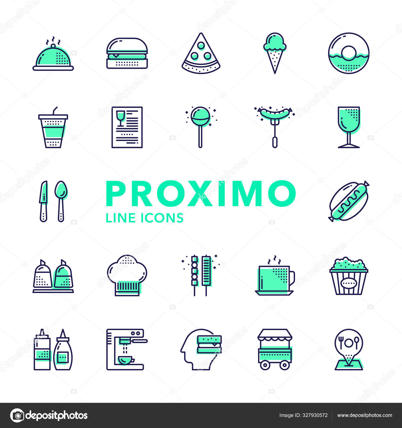 Fast Food Futuristic Modern Material Design Line Vector Icons Stock ...