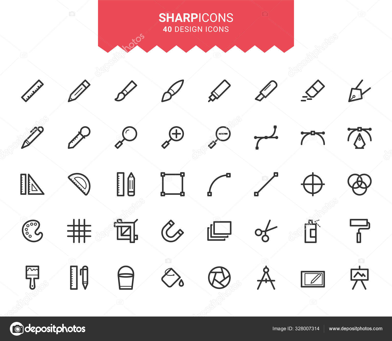 Minimalistic Thin Line Design Sharp Vector Icons Stock Vector Image by ...