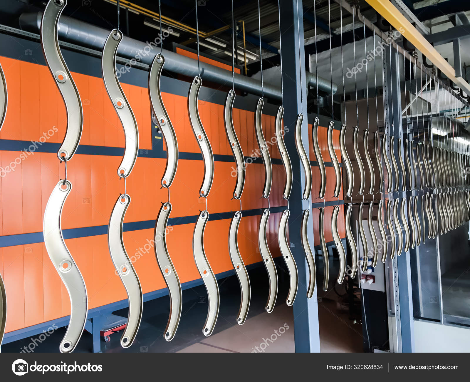 Powder Coating Line Metal Panels Suspended Overhead Conveyor Line ...