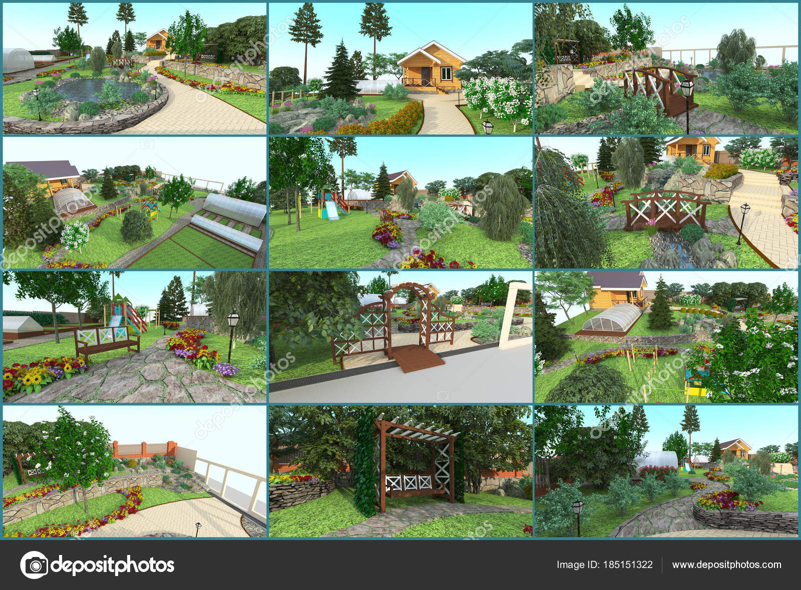 Garden design. A small pond with a waterfall. Garden plot. — Stock ...