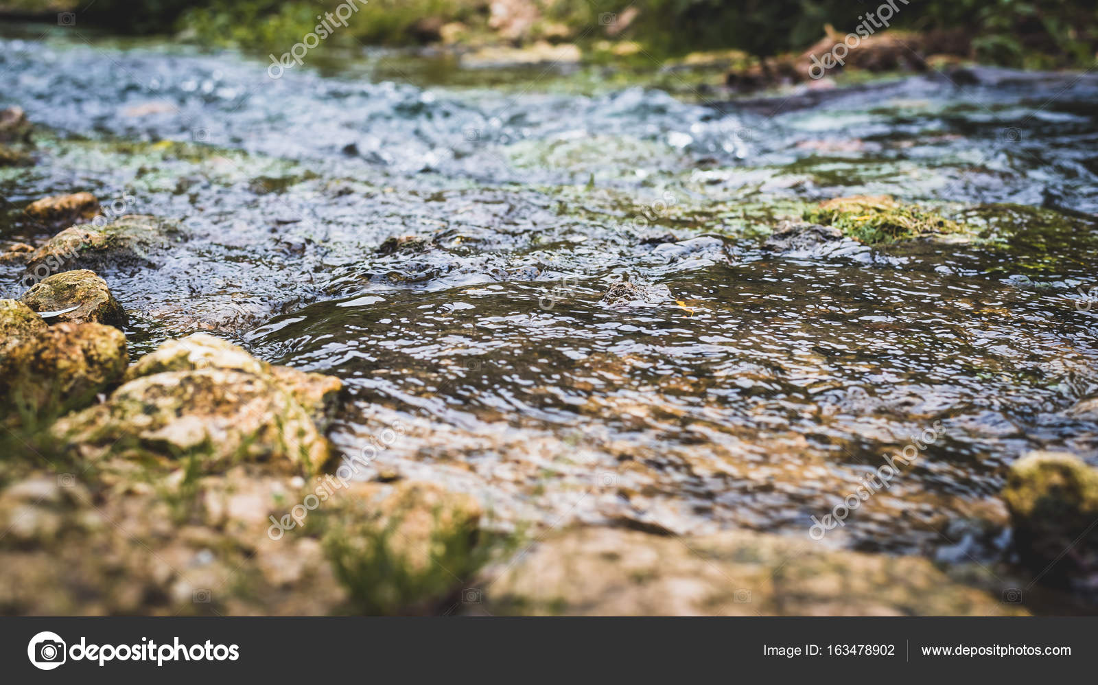 Rock Starting Point Current Water Source River Stock Photo by ...